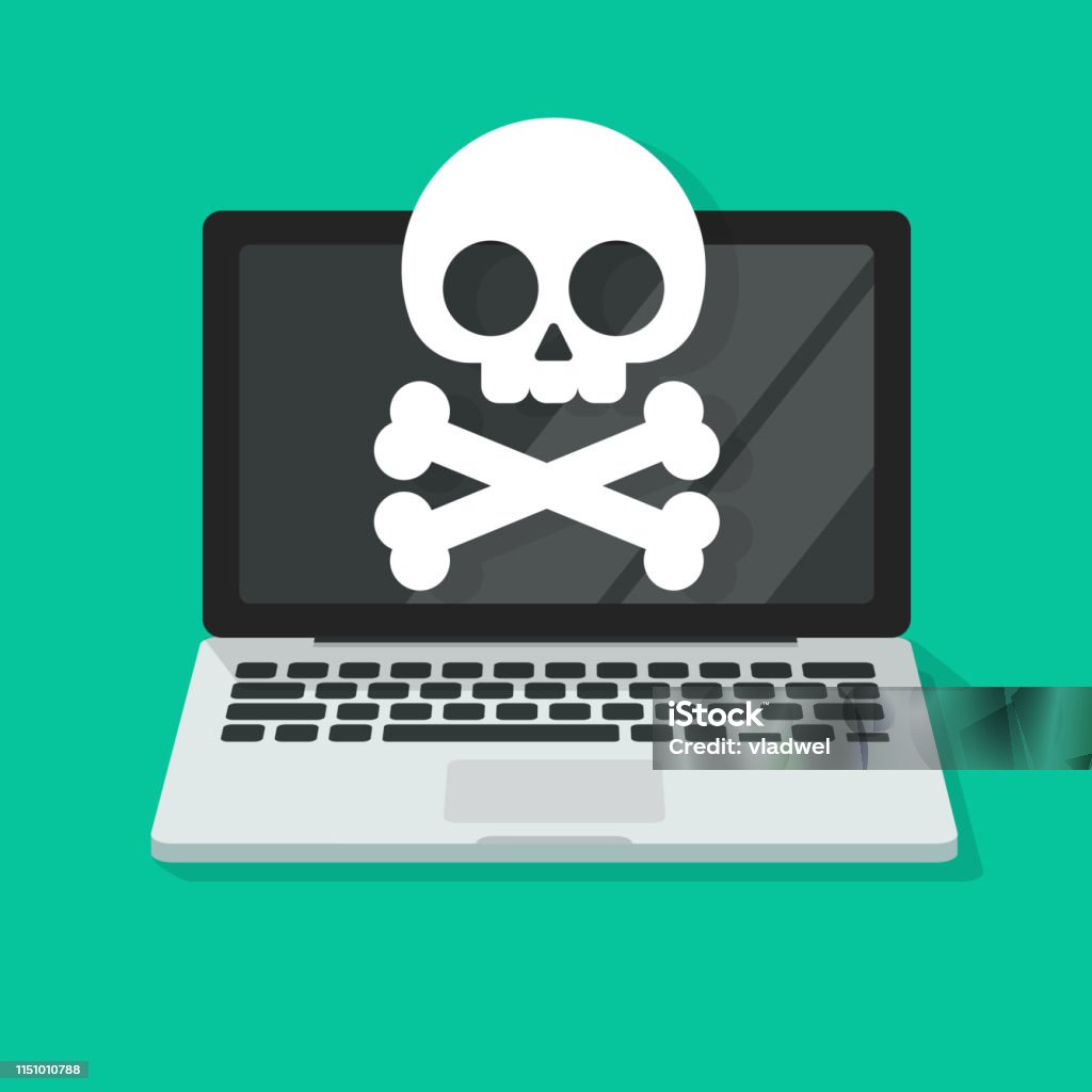 Computervirus Oder Malwarealarmvektordarstellung Flacher Cartoonlaptop ... Computervirus Oder Malwarealarmvektordarstellung Flacher Cartoonlaptop ...