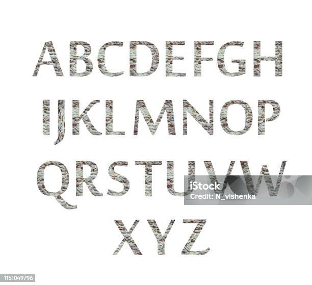 Huruf Font Batu Alfabet Terisolasi Pada Latar Belakang Putih Huruf Dan
