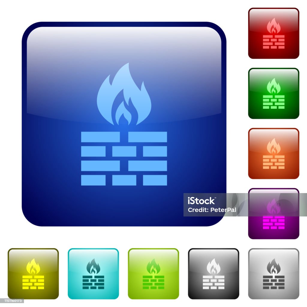 Firewall Color Square Buttons Stock Illustration Download Image Now