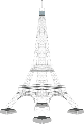 Vektor Menara Eiffel Terisolasi Dengan Latar Belakang Putih Ilustrasi