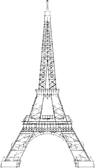 Vektor Menara Eiffel Terisolasi Dengan Latar Belakang Putih Ilustrasi