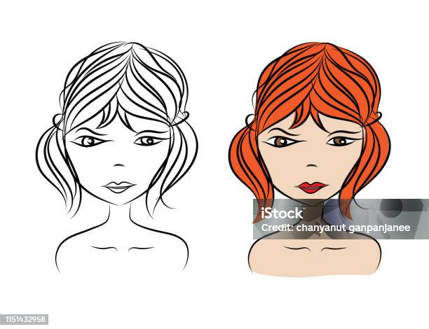 Ilustrasi Vektor Wajah Wanita Cantik Model Cewek Gaya Fashion