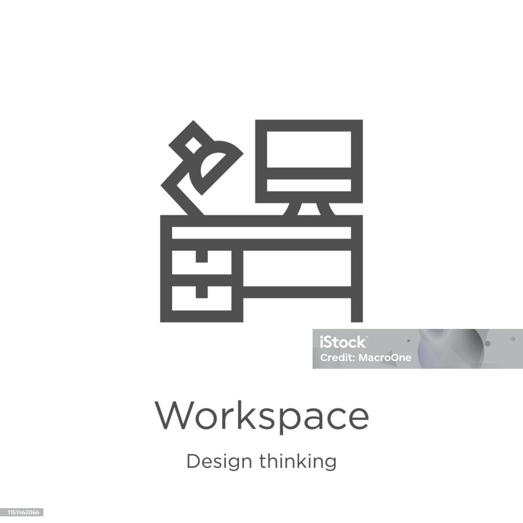 Werkruimte Icoon Vector Van Design Thinking Collectie Dunne Lijnwerk