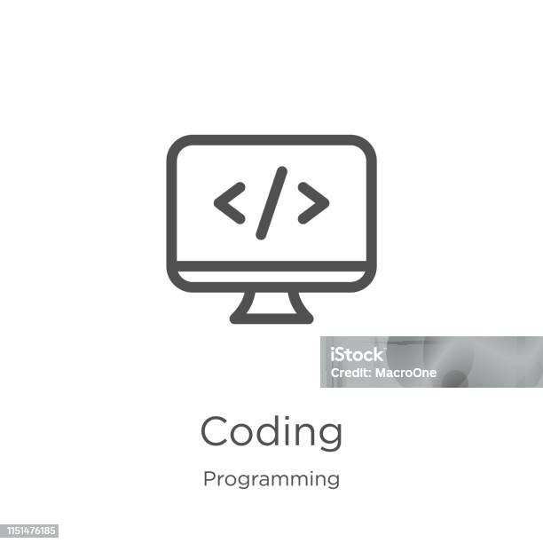 Coding Icon Vector From Programming Collection Thin Line Coding Outline 4423