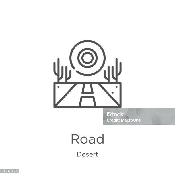 Weg Icoon Vector Van Desert Collection Dunne Lijn Road Outline Icon
