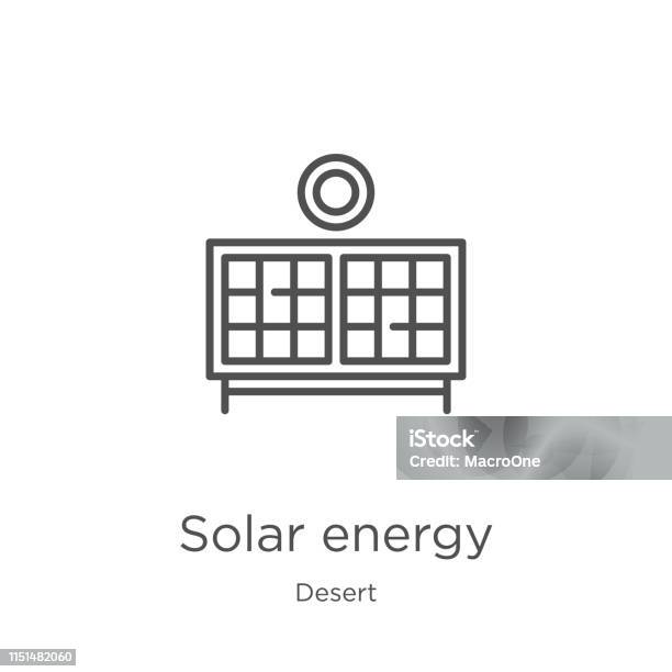 Vecteur Dicône Dénergie Solaire De Collection De Désert Fine Ligne