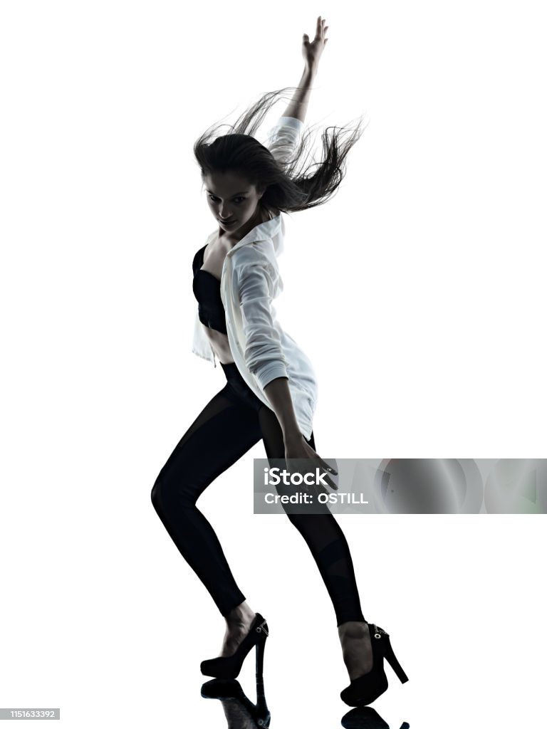 Young Woman Modern Ballet Dancer Dancing Isolated White Background