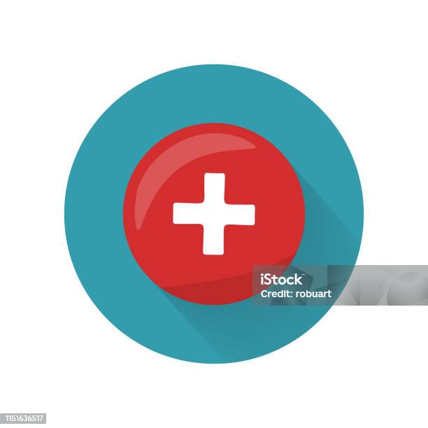 Icône De Croix Rouge Sur Le Bouton Premier Signe Daide Médicale