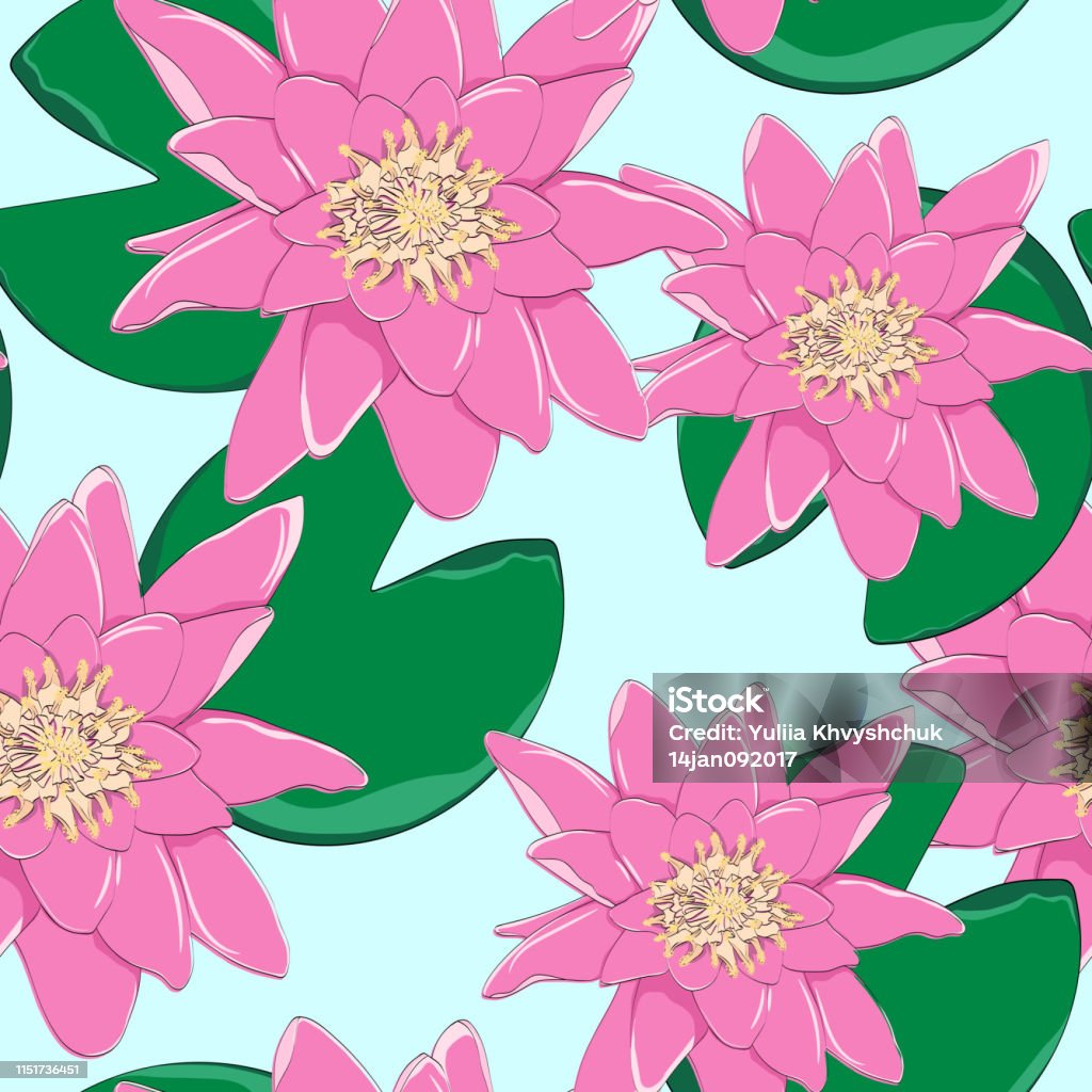 Seamless Pattern Lotus Flowers And Leaves Background Stock Illustration ... Seamless Pattern Lotus Flowers And Leaves Background Stock Illustration ...
