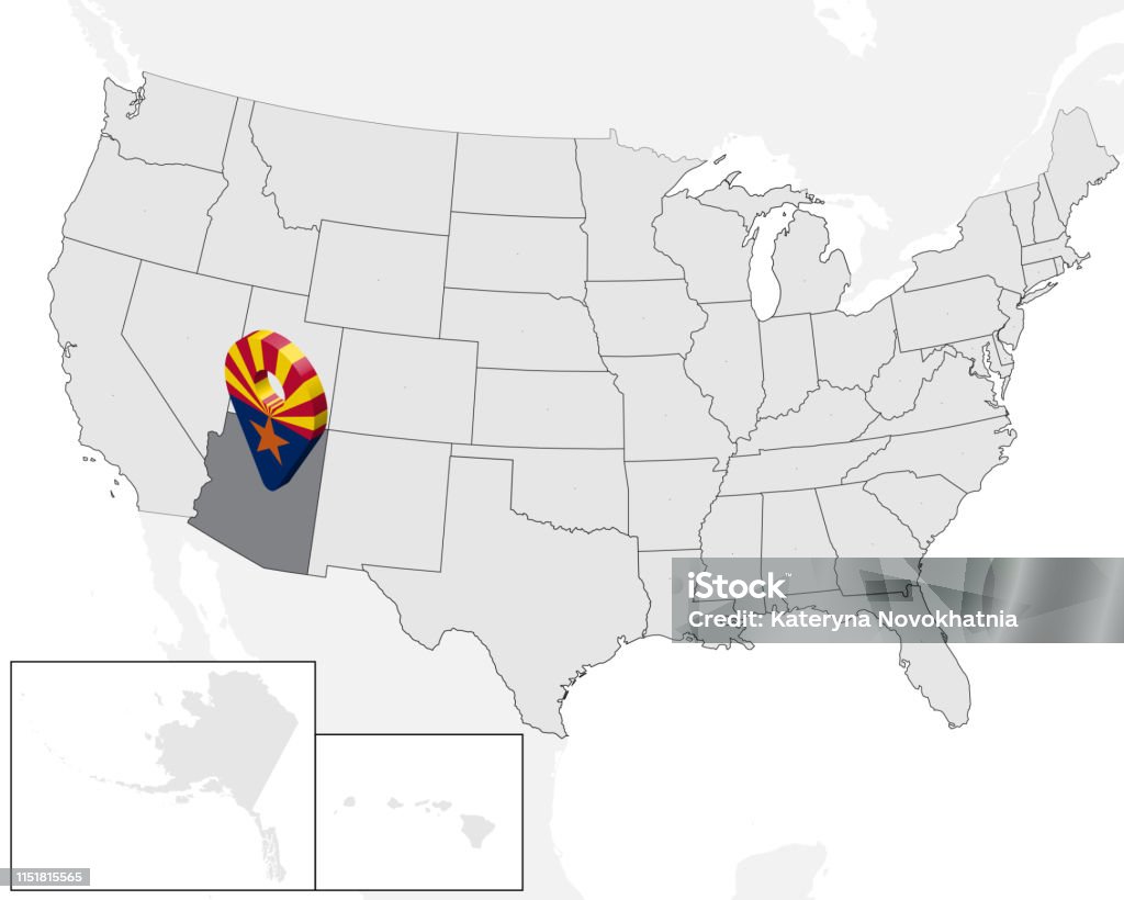 Stock Ilustrace Mapa Polohy Státu Arizona Na Mapě Usa 3d Státní Arizona
