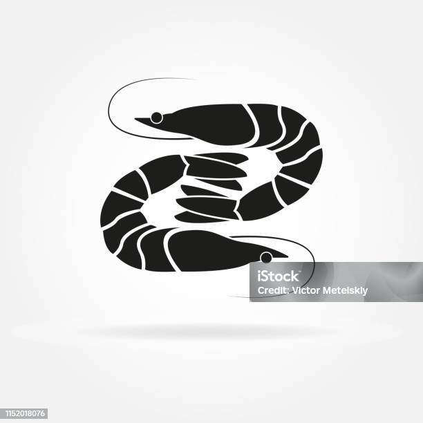 Icône De Crevettes Étiquette Ou Emblème De Crevettes Illustration