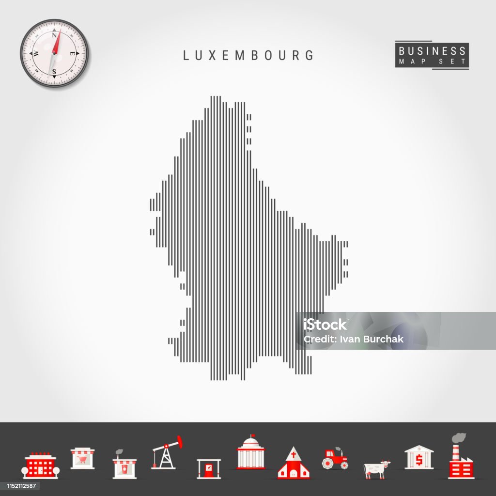 Vecteur Lignes Verticales Carte Du Luxembourg Silhouette Rayée Du