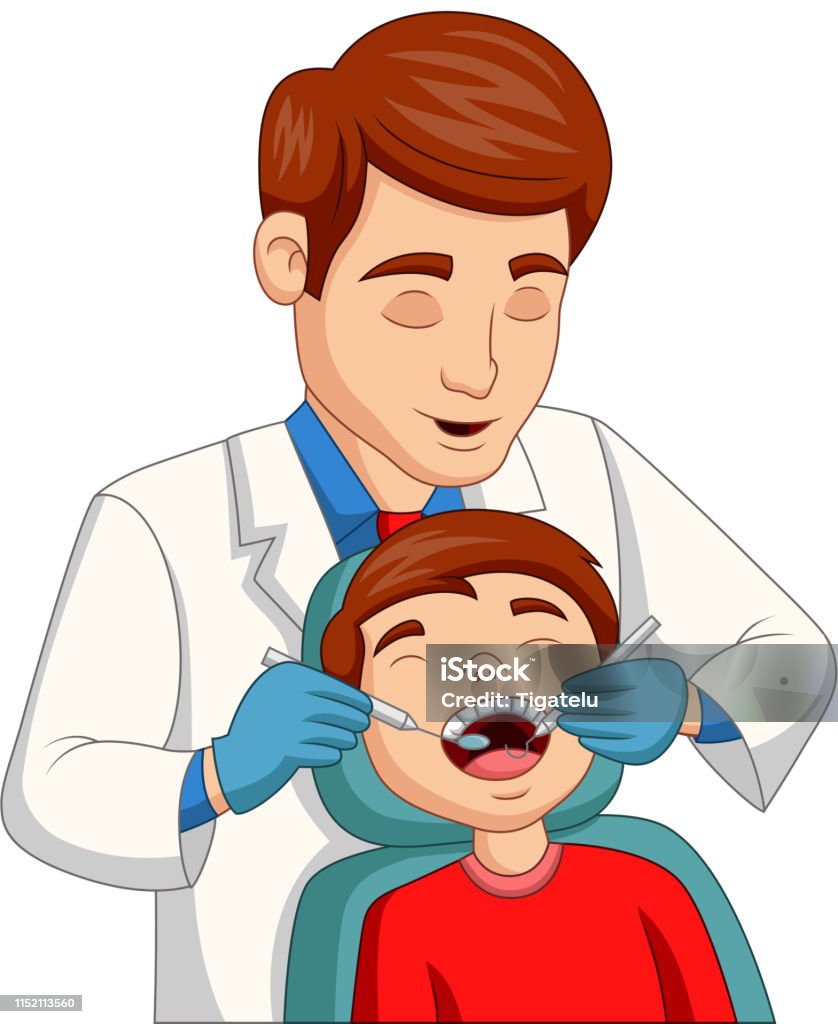 Petit Garçon De Dessin Animé Ayant Ses Dents Vérifiées Par Le Dentiste ... Petit Garçon De Dessin Animé Ayant Ses Dents Vérifiées Par Le Dentiste ...