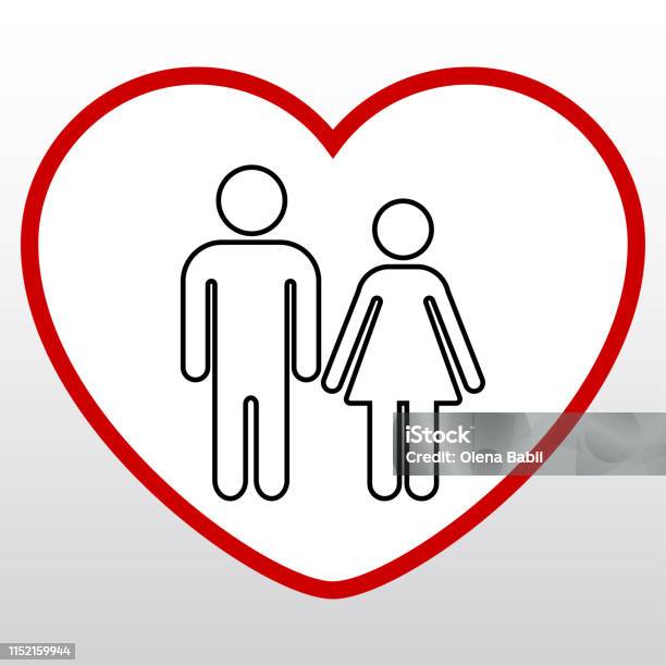 Lhomme Et La Femme Et Licône De Contour De Coeur Illustration