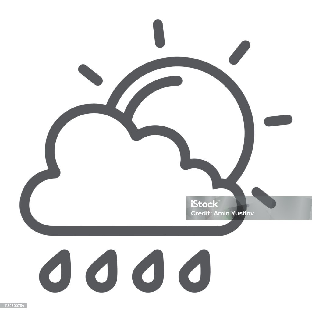 Ilustración De Sol Y Lluvia Icono De La Línea El Tiempo Y Pronóstico La Nube Y El Sol Signo