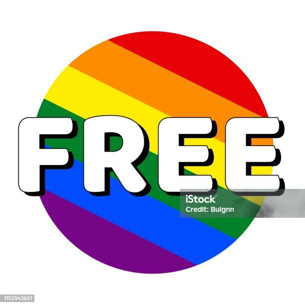 Tombol Lingkaran Ikon Bendera Kebanggaan Lgbt Pelangi Dengan Tulisan