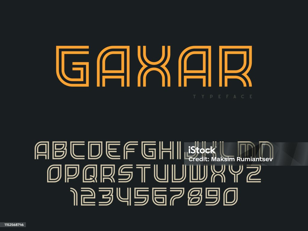 Latin Uppercase Alphabet Letters And Numbers Abstract Linear Font