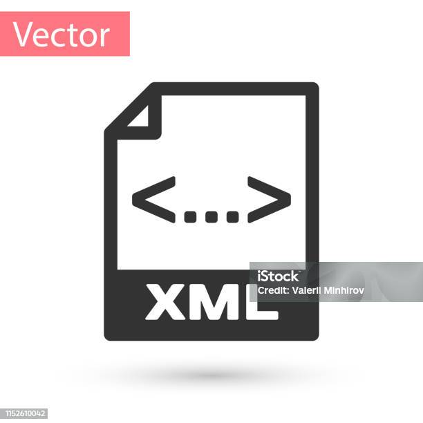 Grey Xml File Document Icon Download Xml Button Icon Isolated On White Background Xml File
