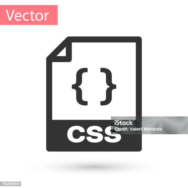 Grey Css File Document Icon Download Css Button Icon Isolated On White Background Css File