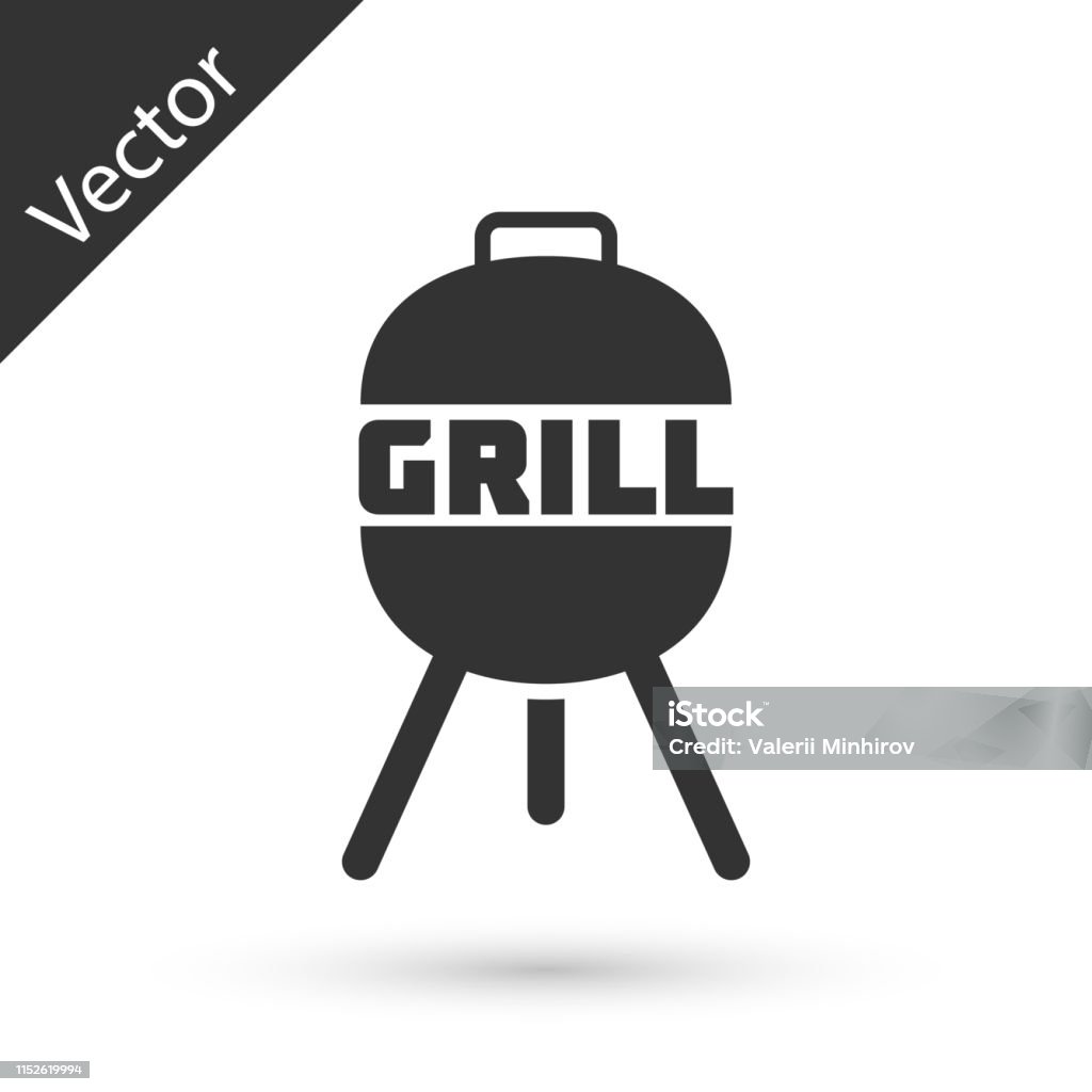 Icône Grill Gris Barbecue Isolé Sur Fond Blanc Bbq Barbecue Party
