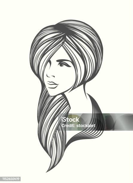 Wanita Cantik Dengan Gaya Rambut Dan Riasan Yang Elegan Ilustrasi