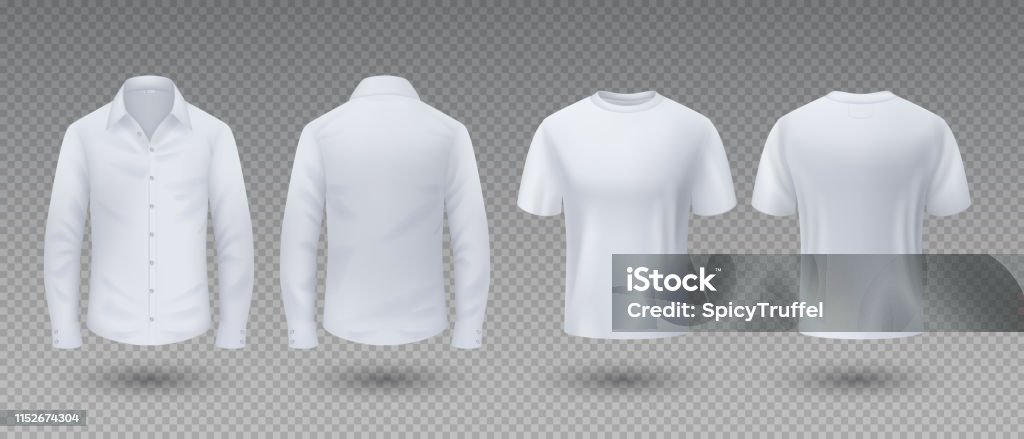 Tshirt Dan Kemeja Realistis Template Terisolasi Mockup Putih Pakaian