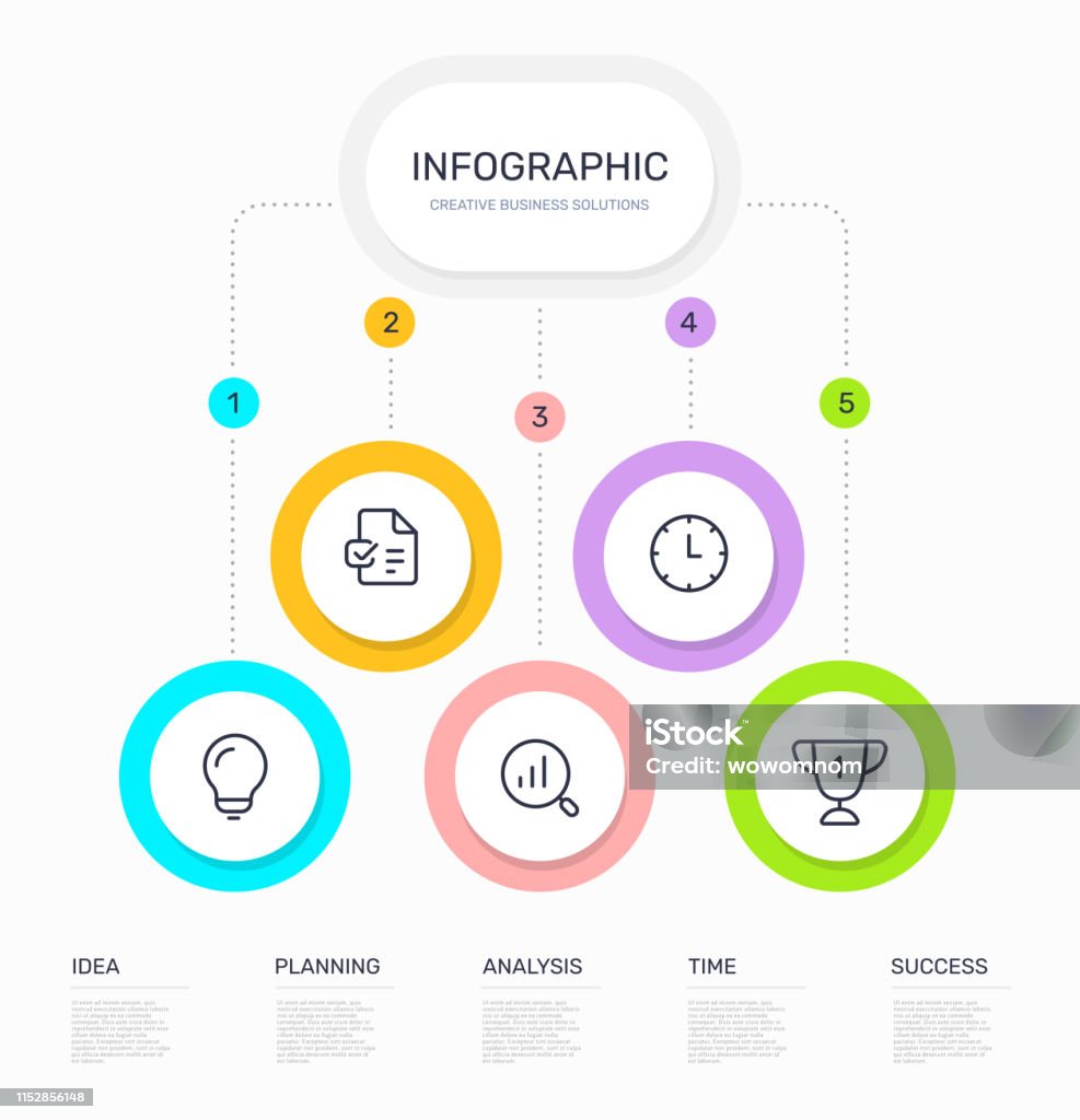 Vector Infographic Template With Business Icons 5 Circle Options And