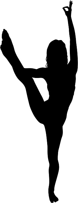 Silhouette Mädchen Auf Yogaklasse In Der Pose Auf Einem Weißen