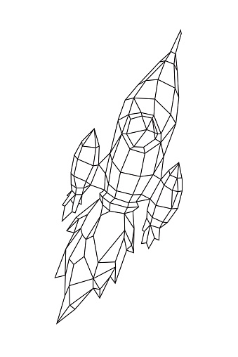 Low Poly Illustration Dune Fusée Ou Dun Vaisseau Spatial Vecteur Dessin