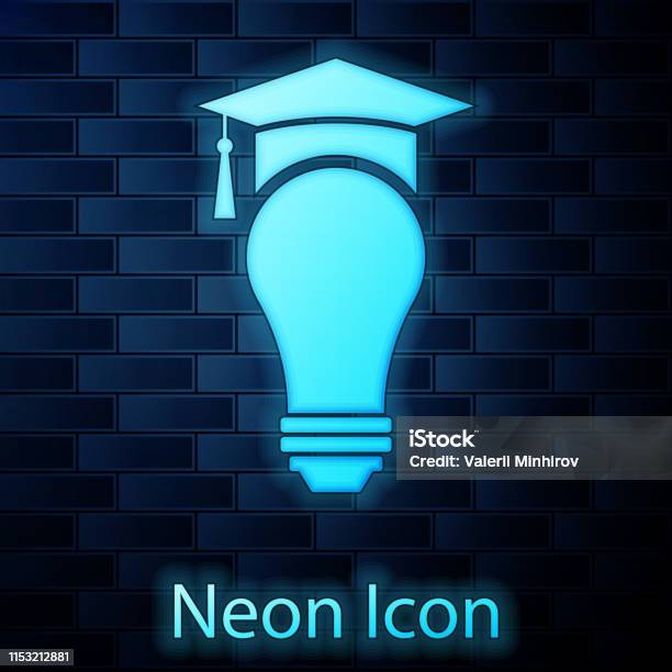 Néon Lumineux Ampoule Et Lobtention Du Diplôme Cap Icône Disolement Sur