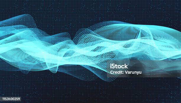 Modern Blue Light Digital Line Sound Wave Technology Dan Konsep