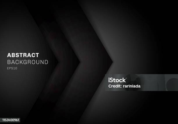 Abstract Template 3d Black Triangle With Overlap Paper Layer Gradient Color With Copy Space