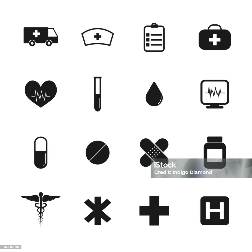 Medical Icons Set Signs And Symbols Flat Design Black And White Stock ... Medical Icons Set Signs And Symbols Flat Design Black And White Stock ...