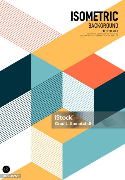 Abstrak Isometrik Bentuk Geometris Tata Letak Desain Poster Latar