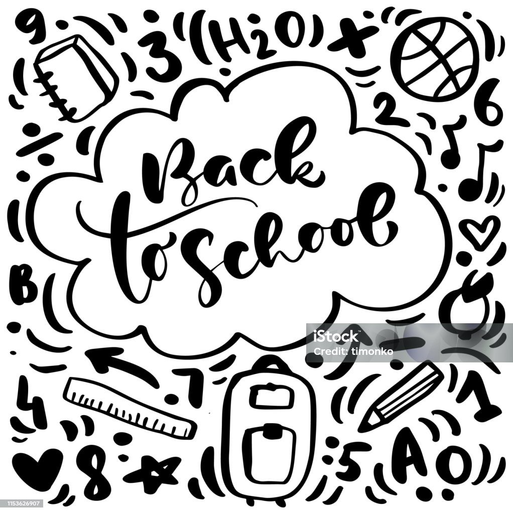 Retour À Lécole À La Main Brosse Vecteur Calligraphie Lettrage Texte