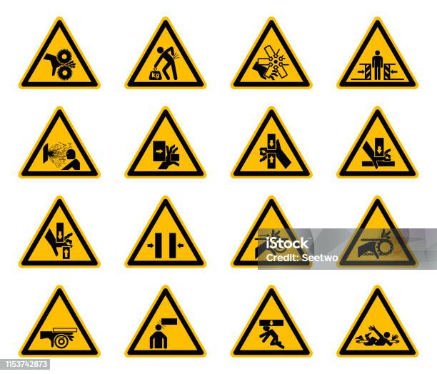 Symboles De Danger Davertissement Triangulaire Étiquettes Sur Fond
