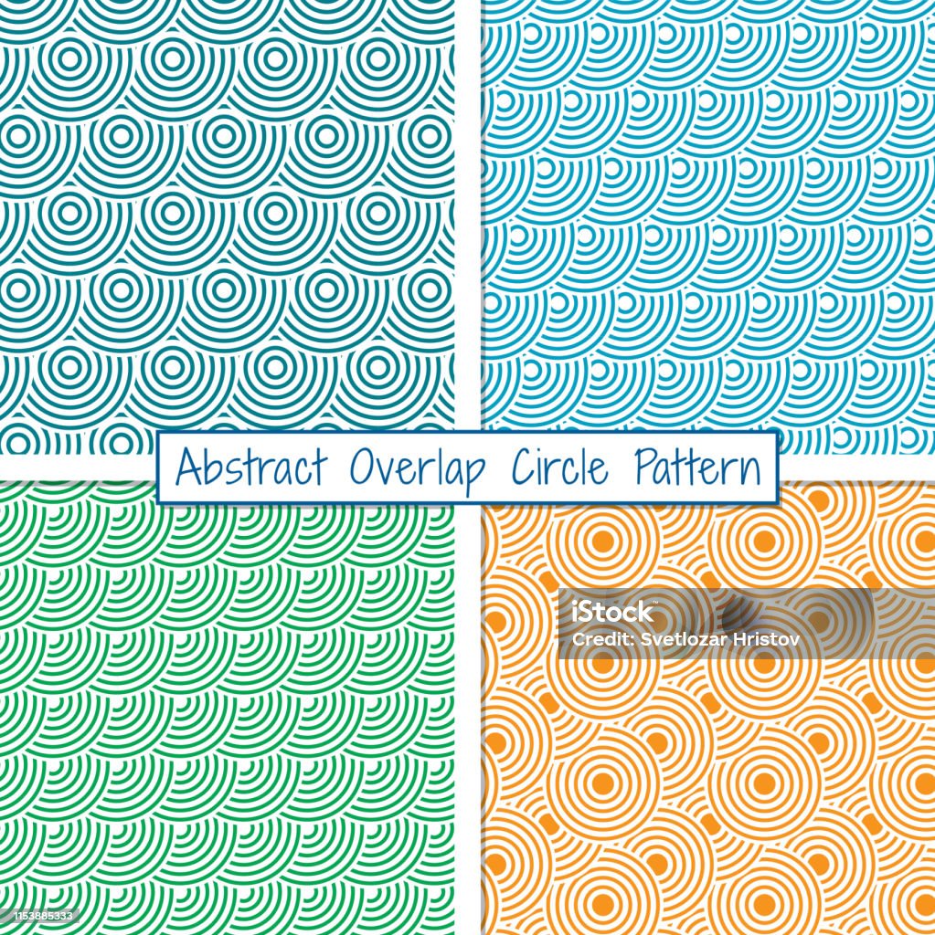 4 Seamless Vector Vintage Patterns Of Overlapping Arcs Set Of Curving Overlapping Bands Modern