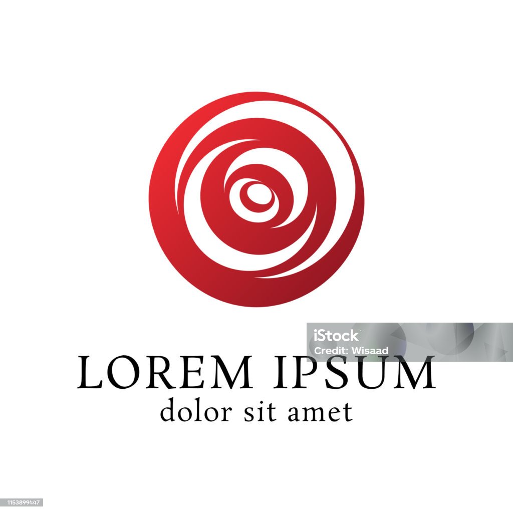 Lingkaran Merah Kurva Mawar Logo Desain Template Ilustrasi Stok Unduh