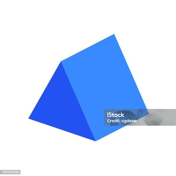 Blue Triangular Prism Basic Simple 3d Shape Isolated On White