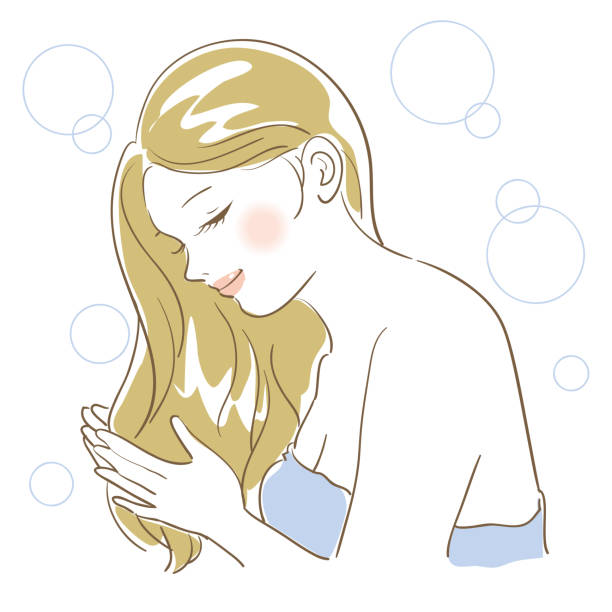 20 Beautiful Woman Washing Hair White Background Stock Illustrations