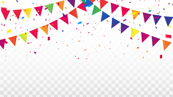 Templat Latar Belakang Perayaan Dengan Bingkai Pita Warnawarni Confetti
