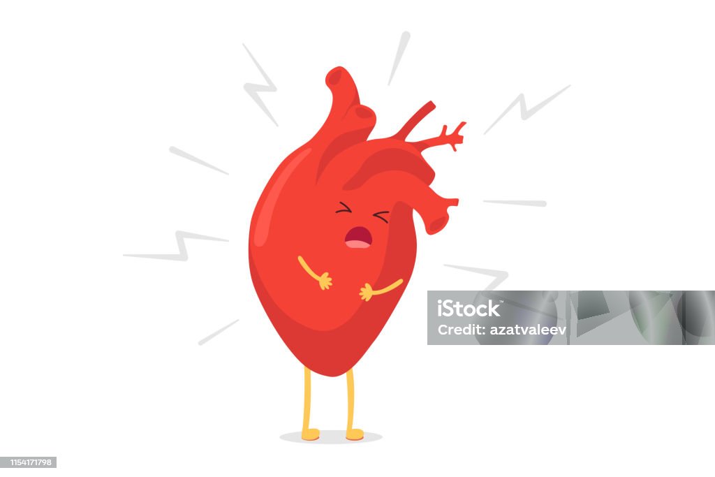 Personnage De Coeur De Dessin Animé Mal Malsain Emoji Douleur Émotion
