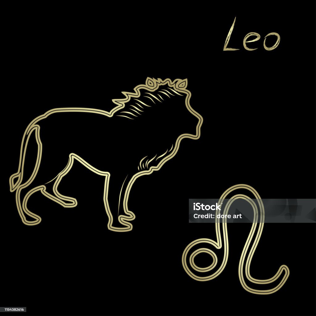 Ilustración De Signo Del Zodiaco Leo Ilustración Vectorial Sobre Fondo