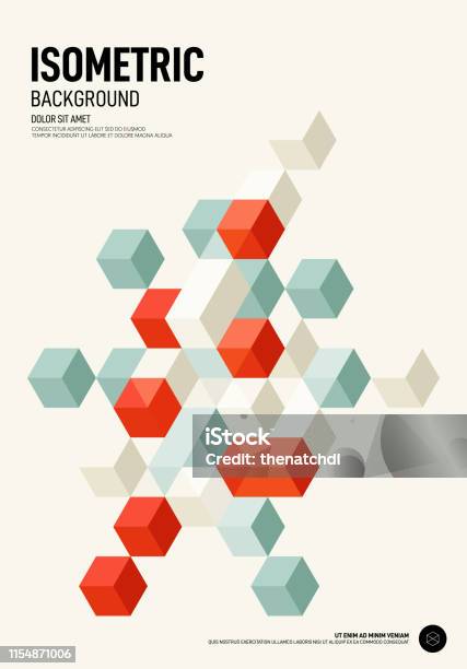 Abstrak Isometrik Bentuk Geometris Tata Letak Desain Poster Latar