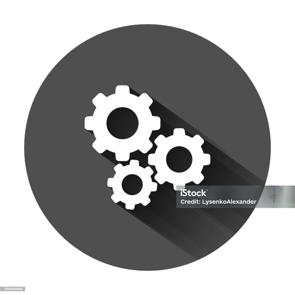 Ikon Vektor Roda Gigi Dalam Gaya Datar Ilustrasi Roda Cog Pada Latar