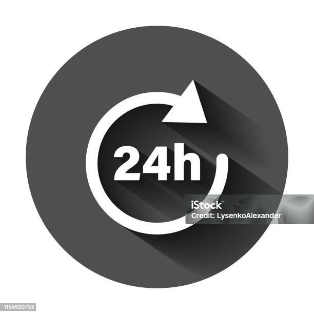 24 Heures Icône De Signe Dhorloge Dans Le Style Plat Vingt Quatre