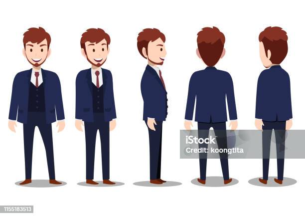 Personnage De Dessin Animé Avec Lhomme Daffaires En Costume Pour