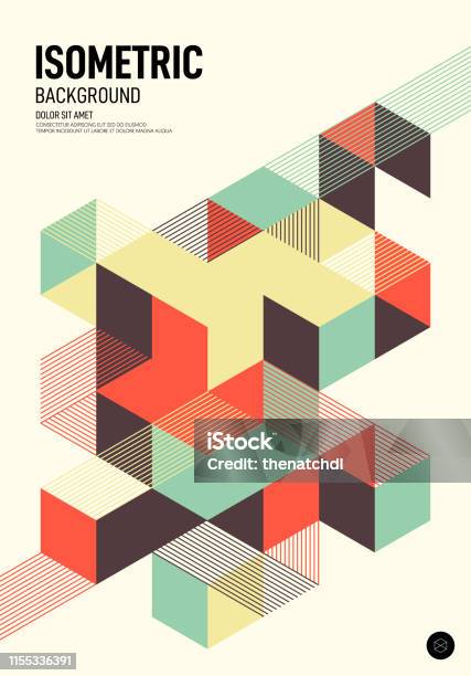 Abstrak Isometrik Bentuk Geometris Tata Letak Desain Poster Latar