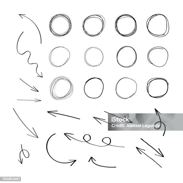Set Vektor Elemen Yang Digambar Tangan Lingkaran Coretan Dan Panah ... Set Vektor Elemen Yang Digambar Tangan Lingkaran Coretan Dan Panah ...
