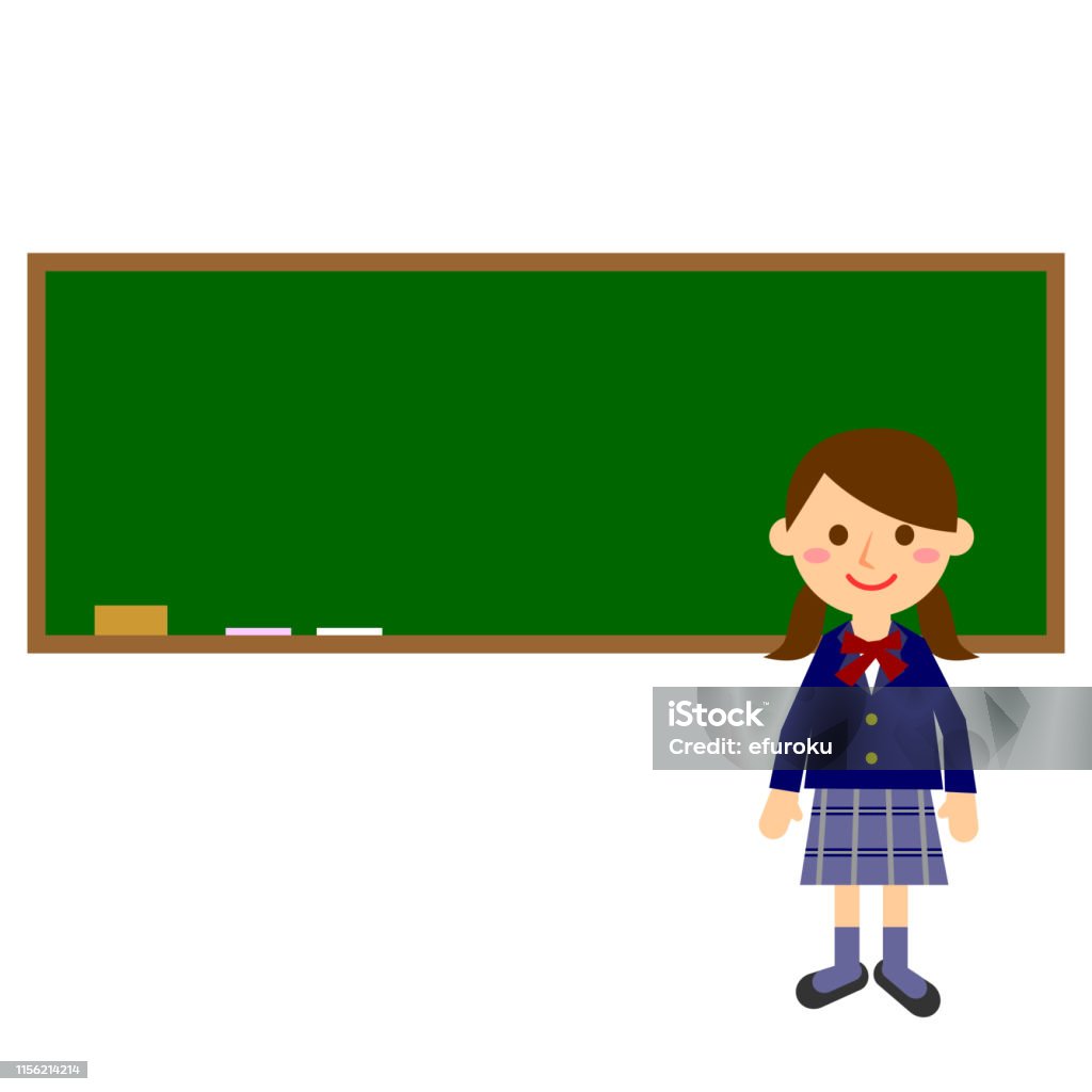 Étudiant Devant Le Tableau Noir Étudiante En Uniforme Illustration De